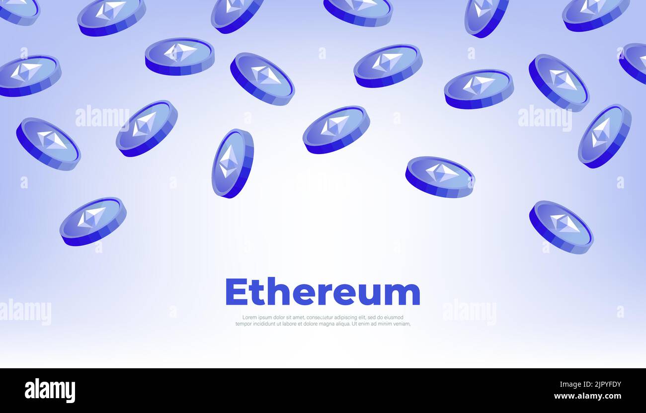Ethereum coins falling from the sky. ETH cryptocurrency concept banner background Stock Vector ...