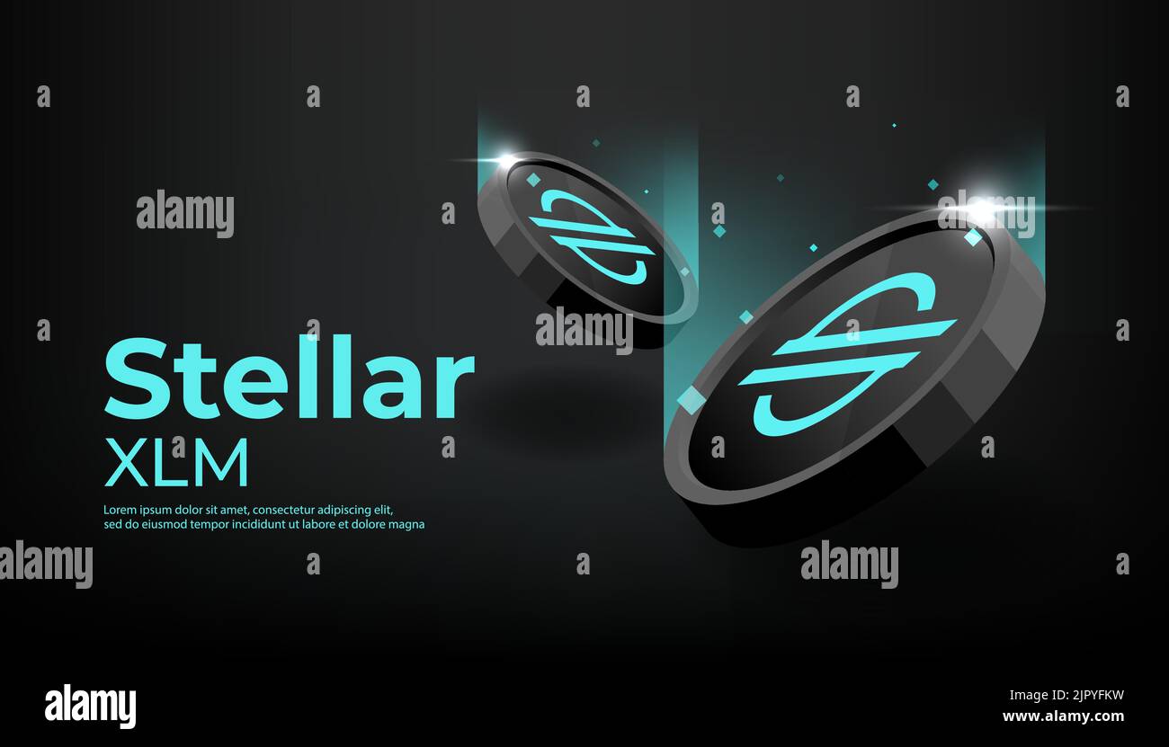 Stellar or XLM coin banner. XLM coin cryptocurrency concept banner background Stock Vector Image ...
