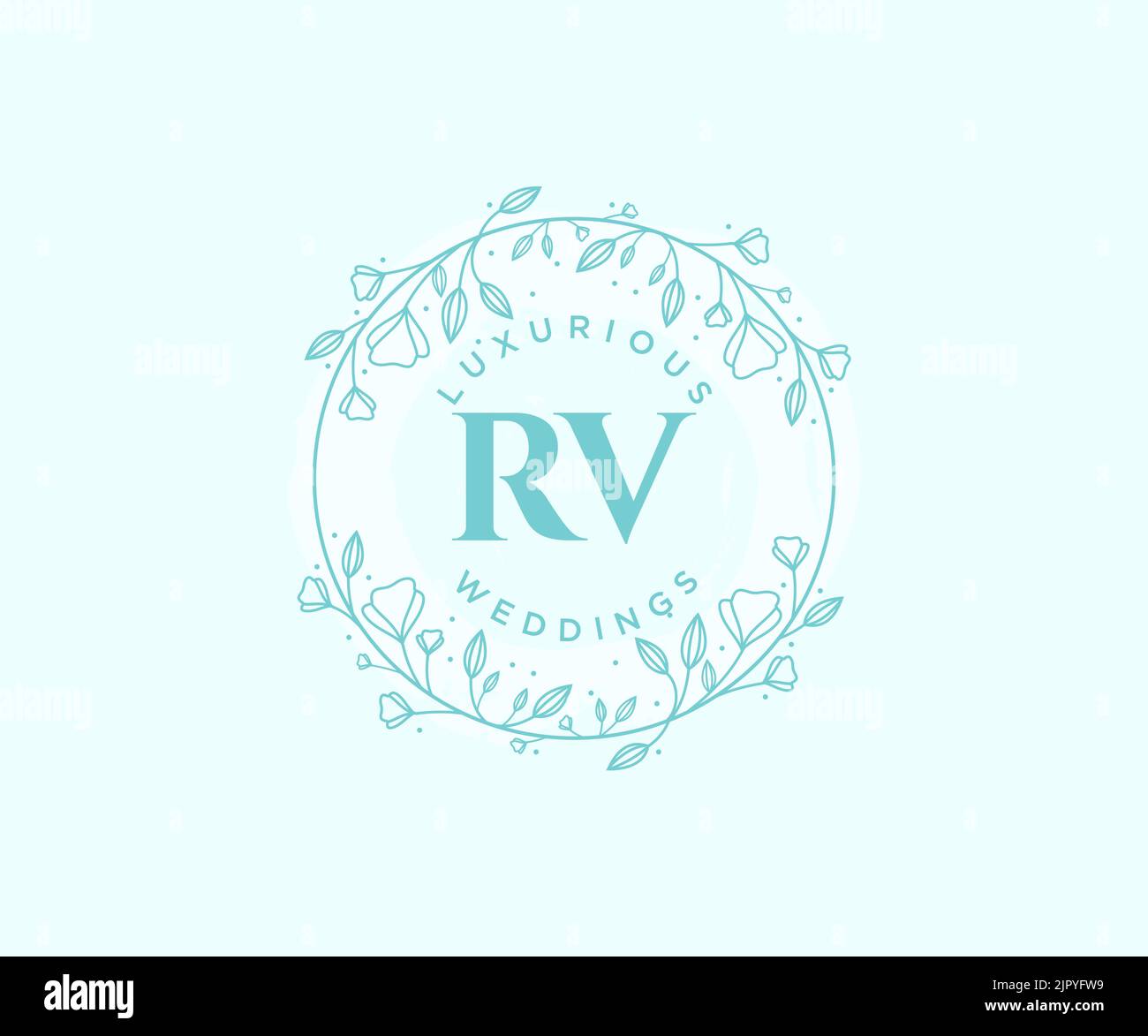 RV Initials letter Wedding monogram logos template, hand drawn modern minimalistic and floral ...