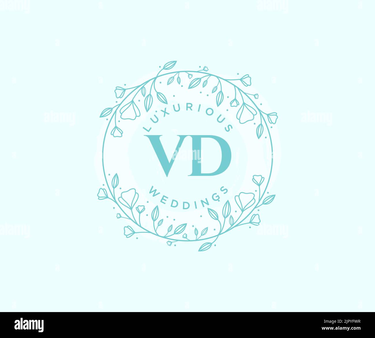 VD Initials letter Wedding monogram logos template, hand drawn modern ...