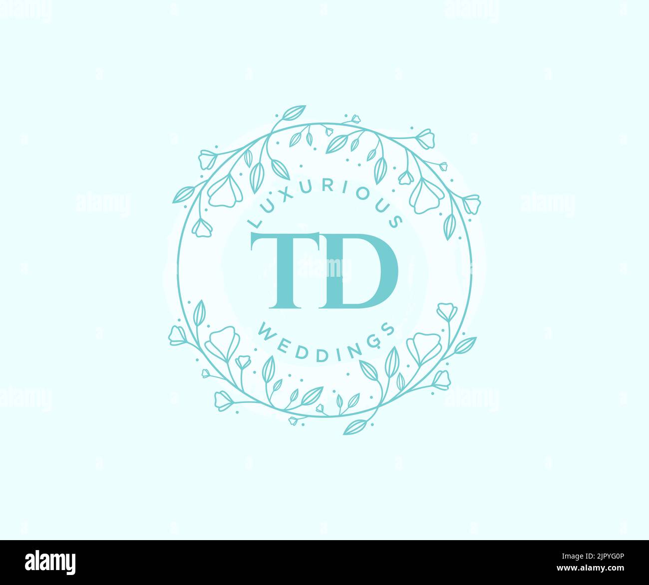TD Initials letter Wedding monogram logos template, hand drawn modern ...