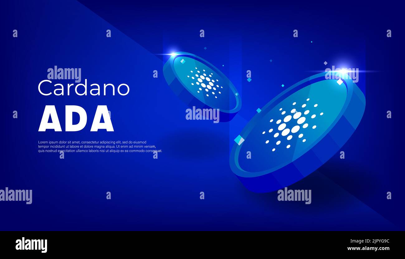 Cardano or ADA coin banner. ADA coin cryptocurrency concept banner ...