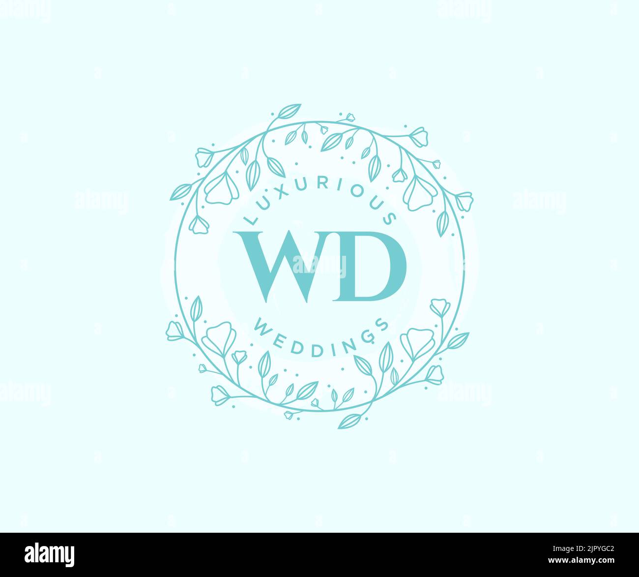 WD Initials letter Wedding monogram logos template, hand drawn modern ...
