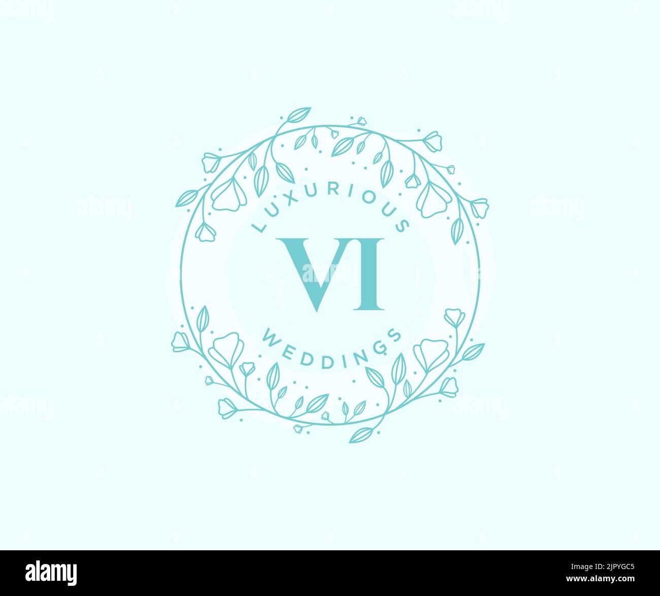 VI Initials letter Wedding monogram logos template, hand drawn modern ...