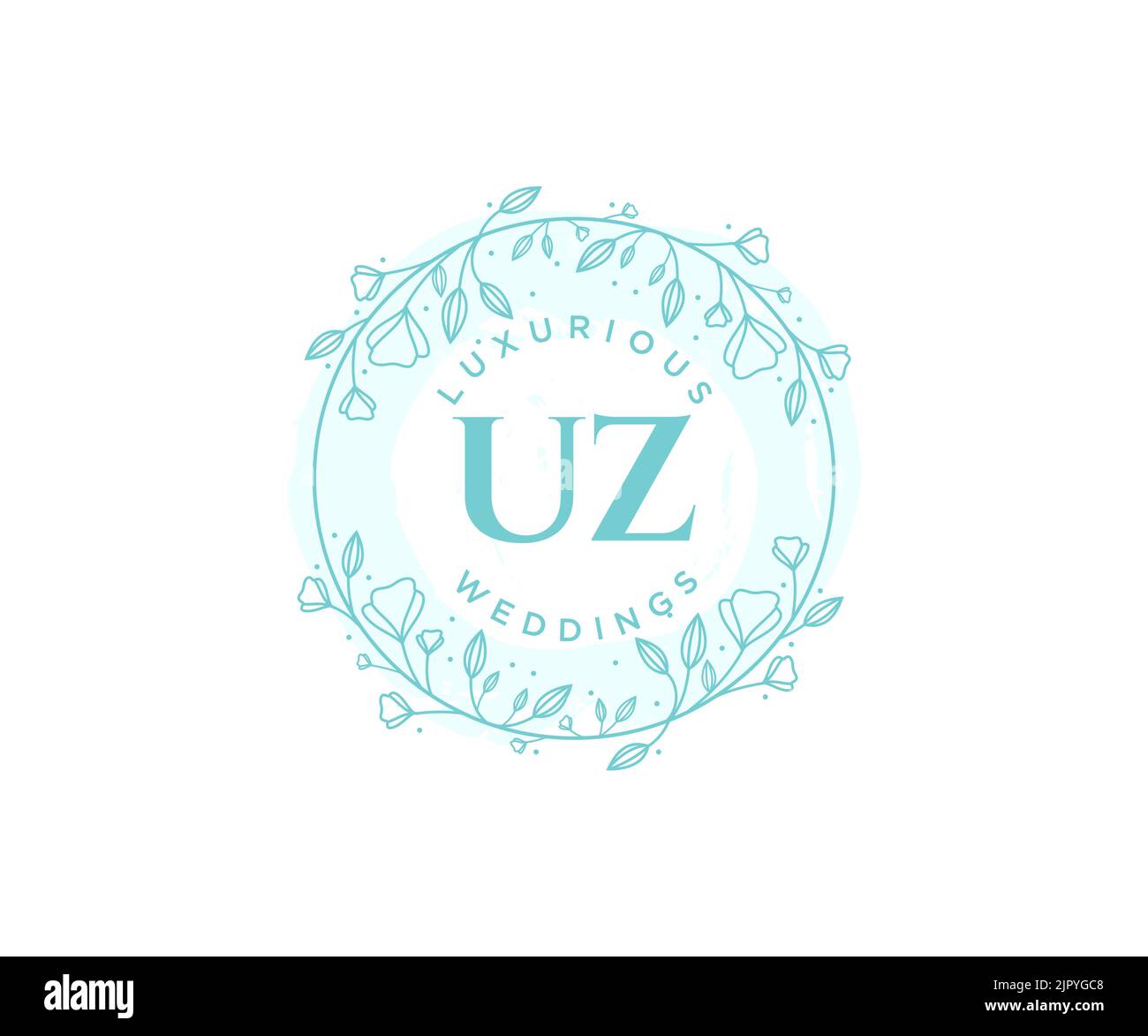 UZ Initials letter Wedding monogram logos template, hand drawn modern ...