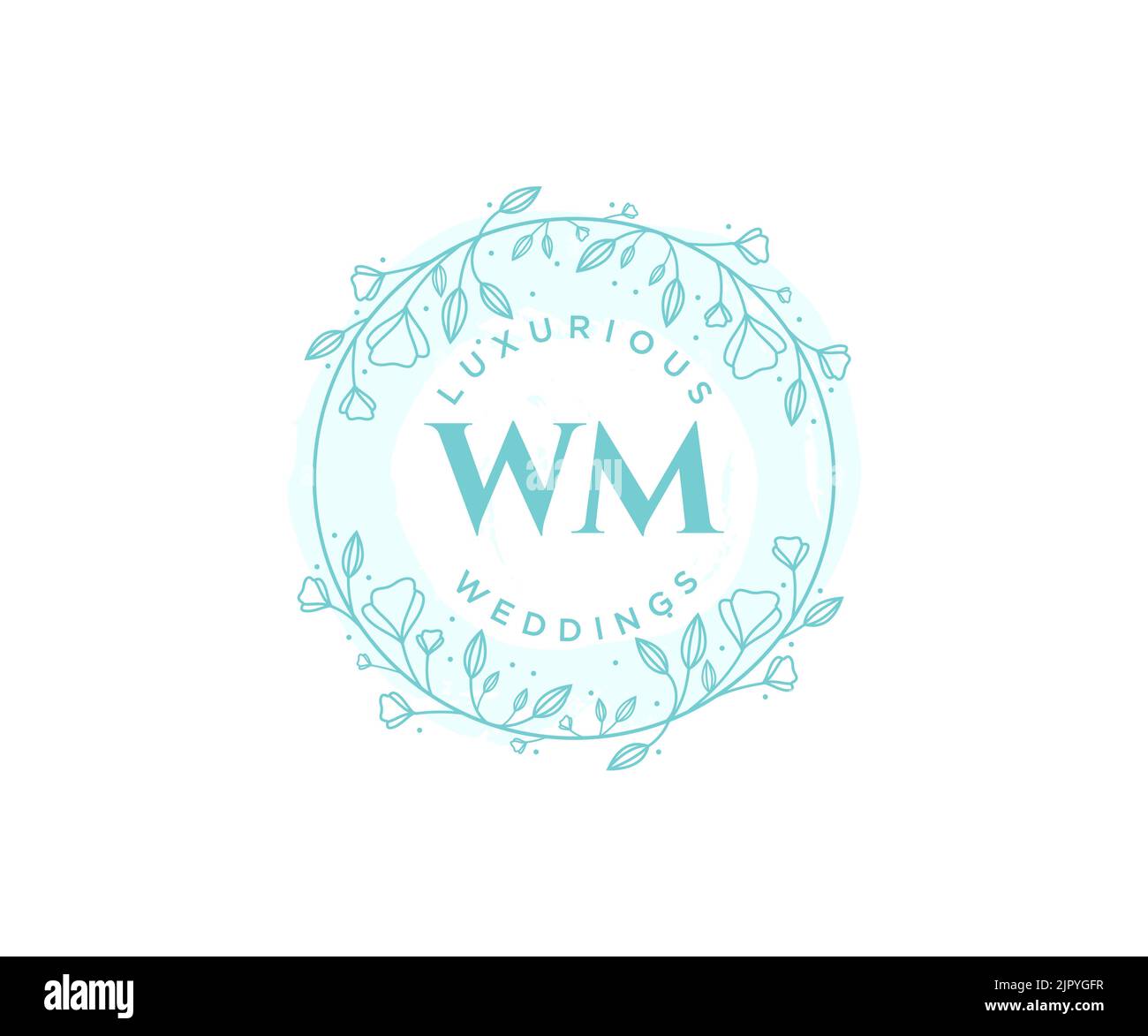 WM Initials letter Wedding monogram logos template, hand drawn modern minimalistic and floral ...