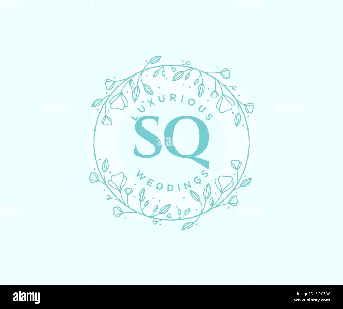 SQ Initials letter Wedding monogram logos template, hand drawn modern ...