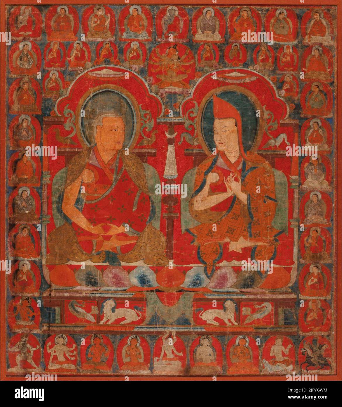 Tibetan Thangka Depicting Two Sakya Lineage Holders, Central Tibet ...