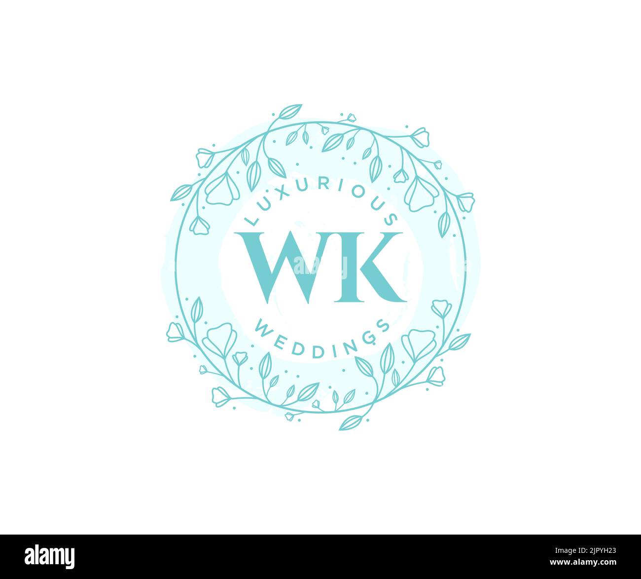 WK Initials letter Wedding monogram logos template, hand drawn modern ...