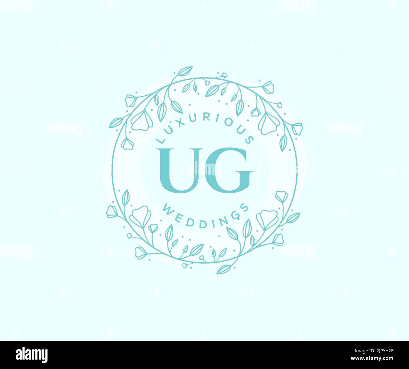 UG Initials letter Wedding monogram logos template, hand drawn modern ...