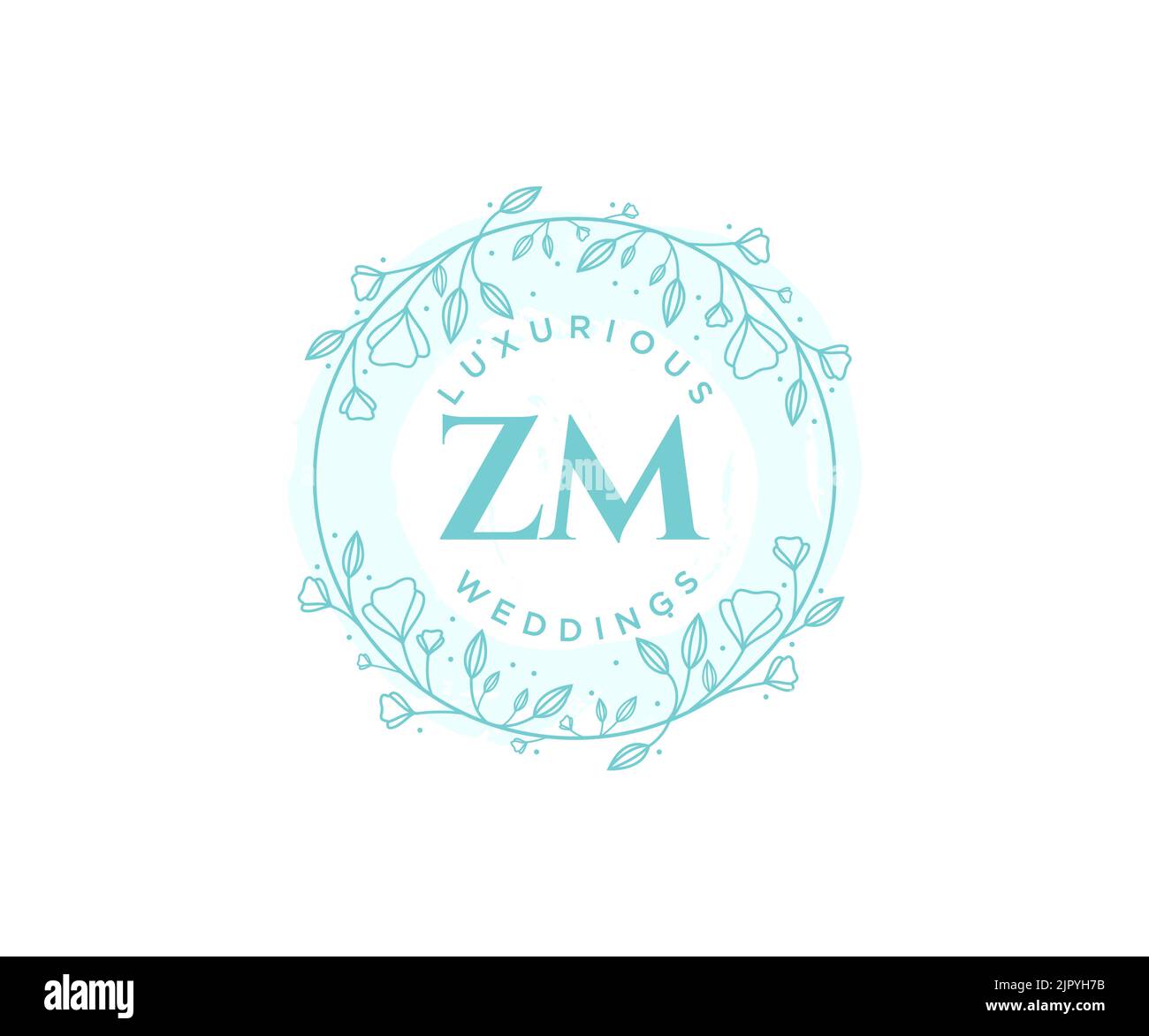 ZM Initials letter Wedding monogram logos template, hand drawn modern ...