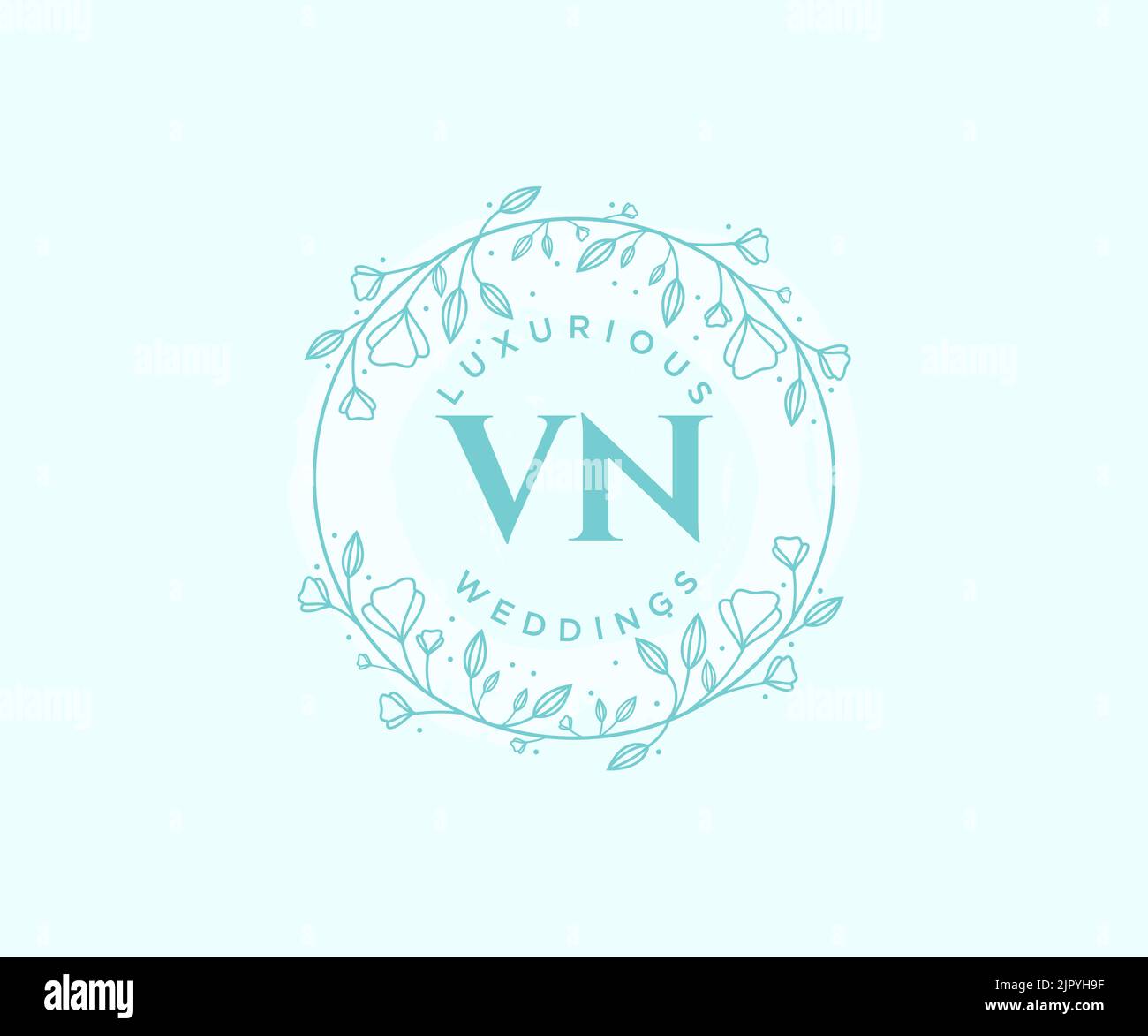 VN Initials letter Wedding monogram logos template, hand drawn modern ...