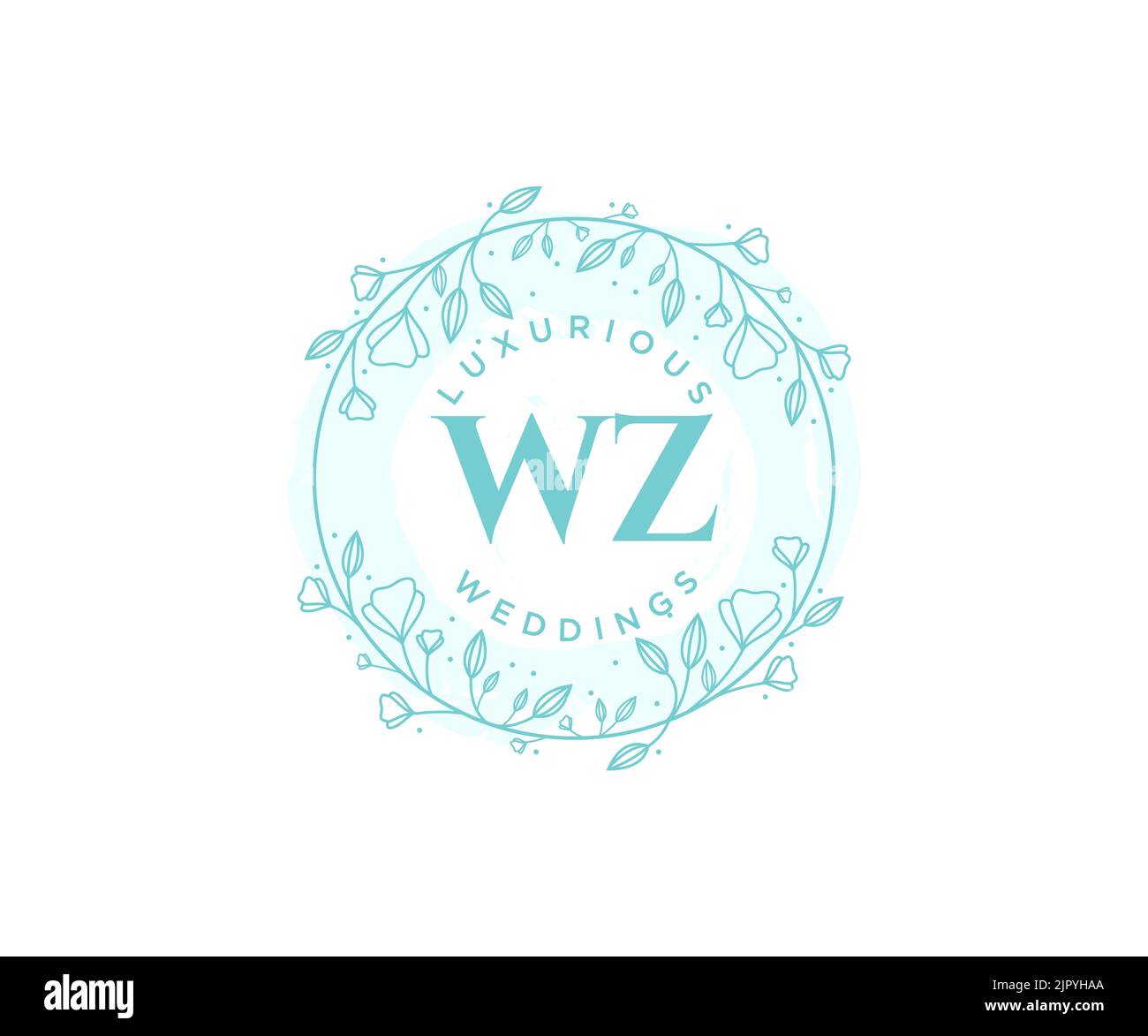 WZ Initials letter Wedding monogram logos template, hand drawn modern ...