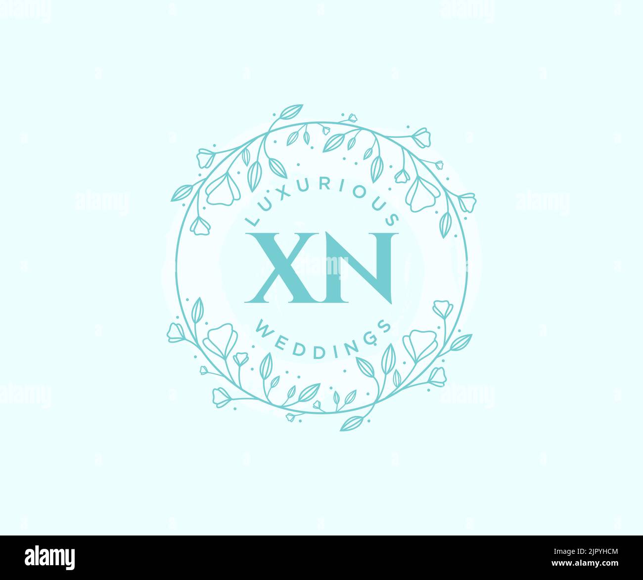 XN Initials letter Wedding monogram logos template, hand drawn modern ...
