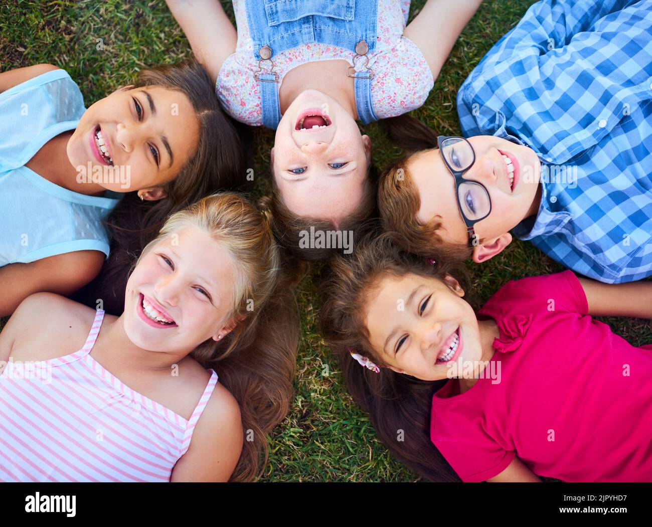 Kids enjoy the little things in life. a group of elementary school ...