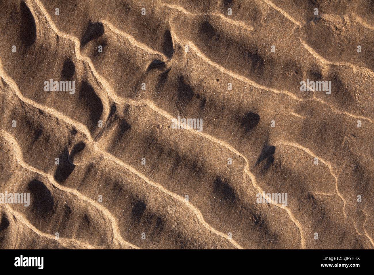 Patterns in the sand in golden light Stock Photo - Alamy