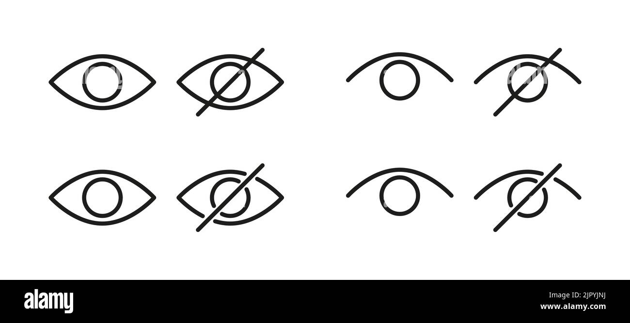 Password hidding icons set. Icons for data privacy and sensitive content mark. Outline vector ...