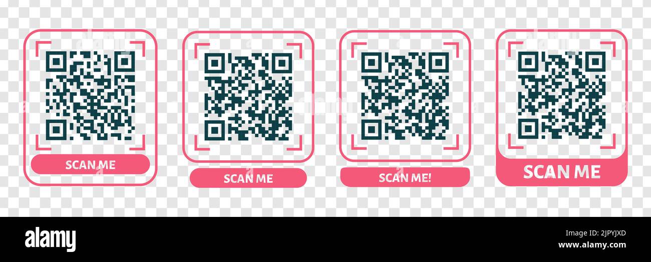 Scan me QR code design. QR code for payment, text transfer with scan me button. Vector ...