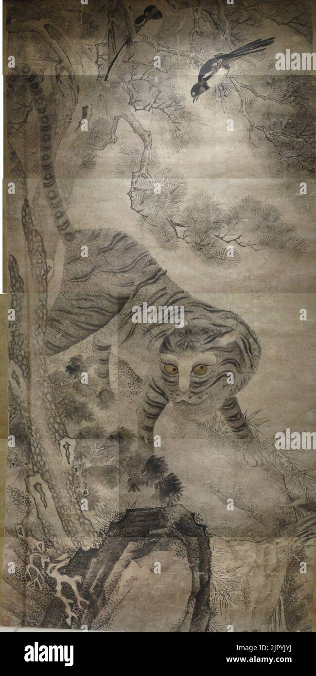 Tiger and Magpies, Joseon dynasty Stock Photo - Alamy