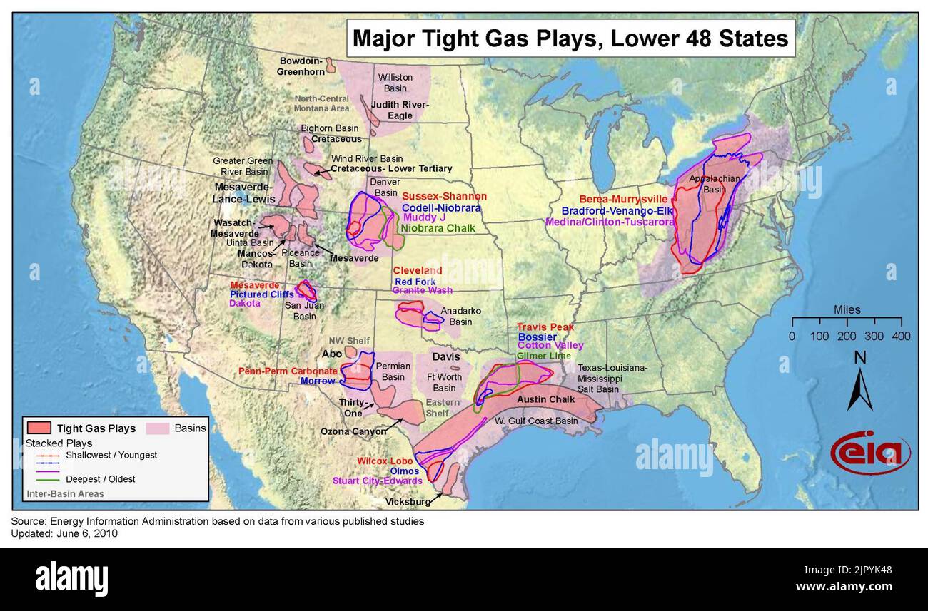 Tight natural gas plays in the lower 48 states of the USA Stock Photo ...
