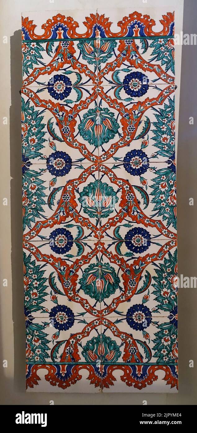 Tile panel, Iznik, Turkey, 16th century AD, glazed ceramic Stock Photo ...