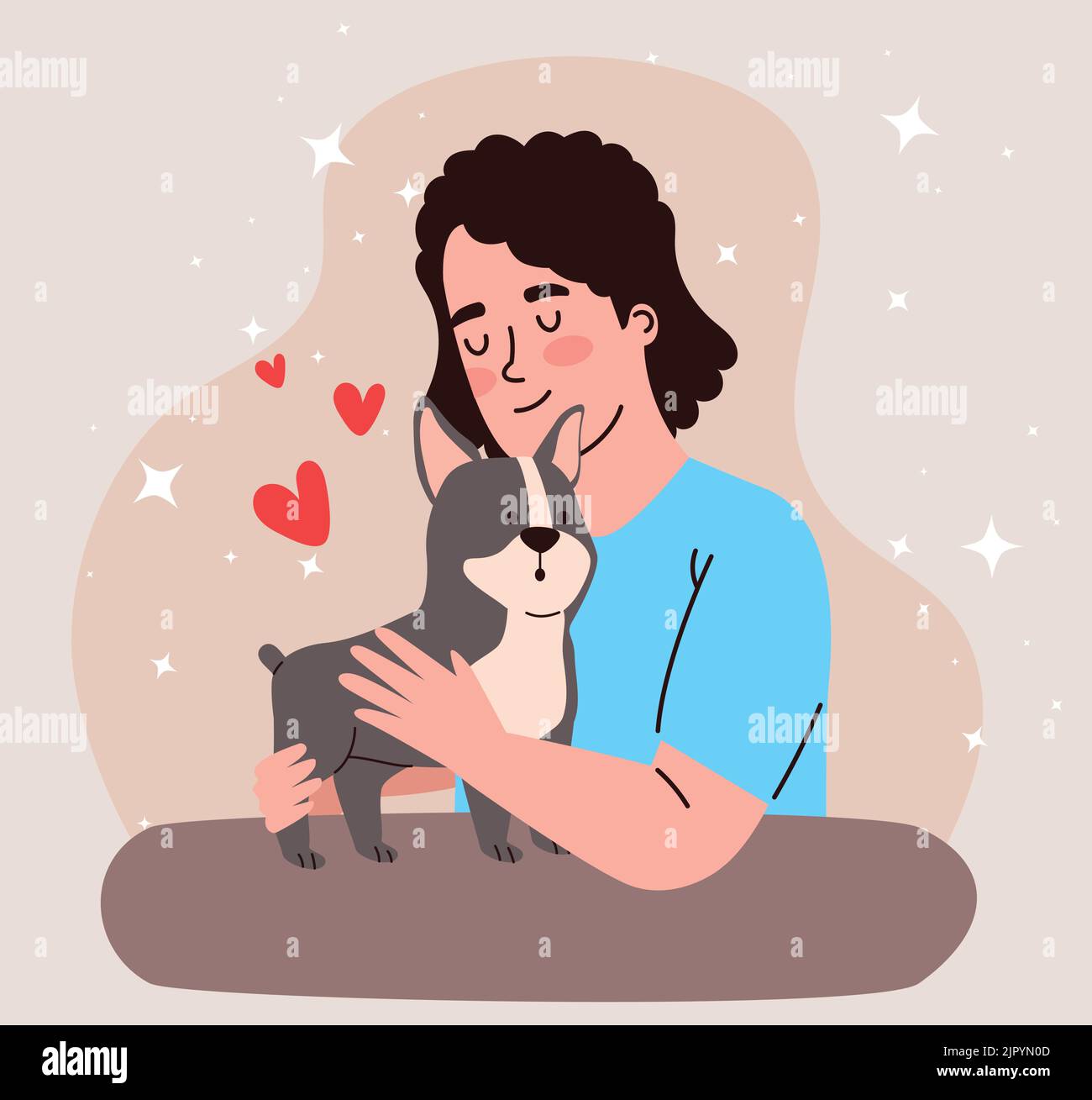 Adopt dog happy woman Stock Vector Images - Alamy