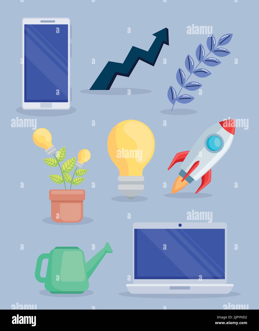 start up eight icons Stock Vector Image & Art - Alamy