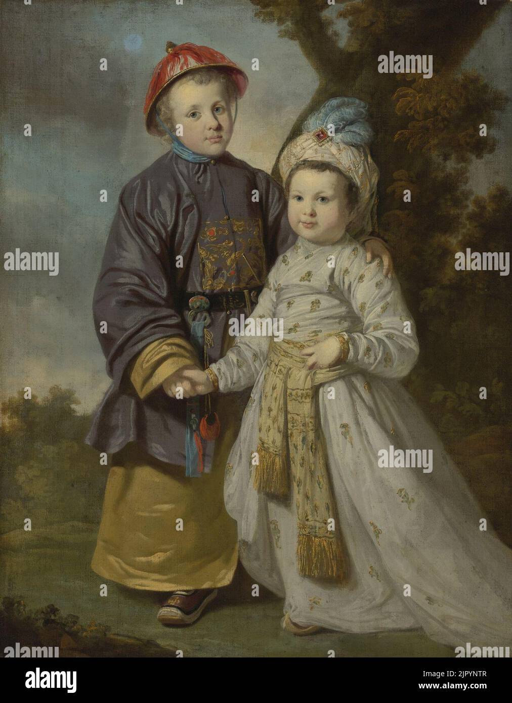 Tilly Kettle - Portrait of two children in eastern costumes Stock Photo ...