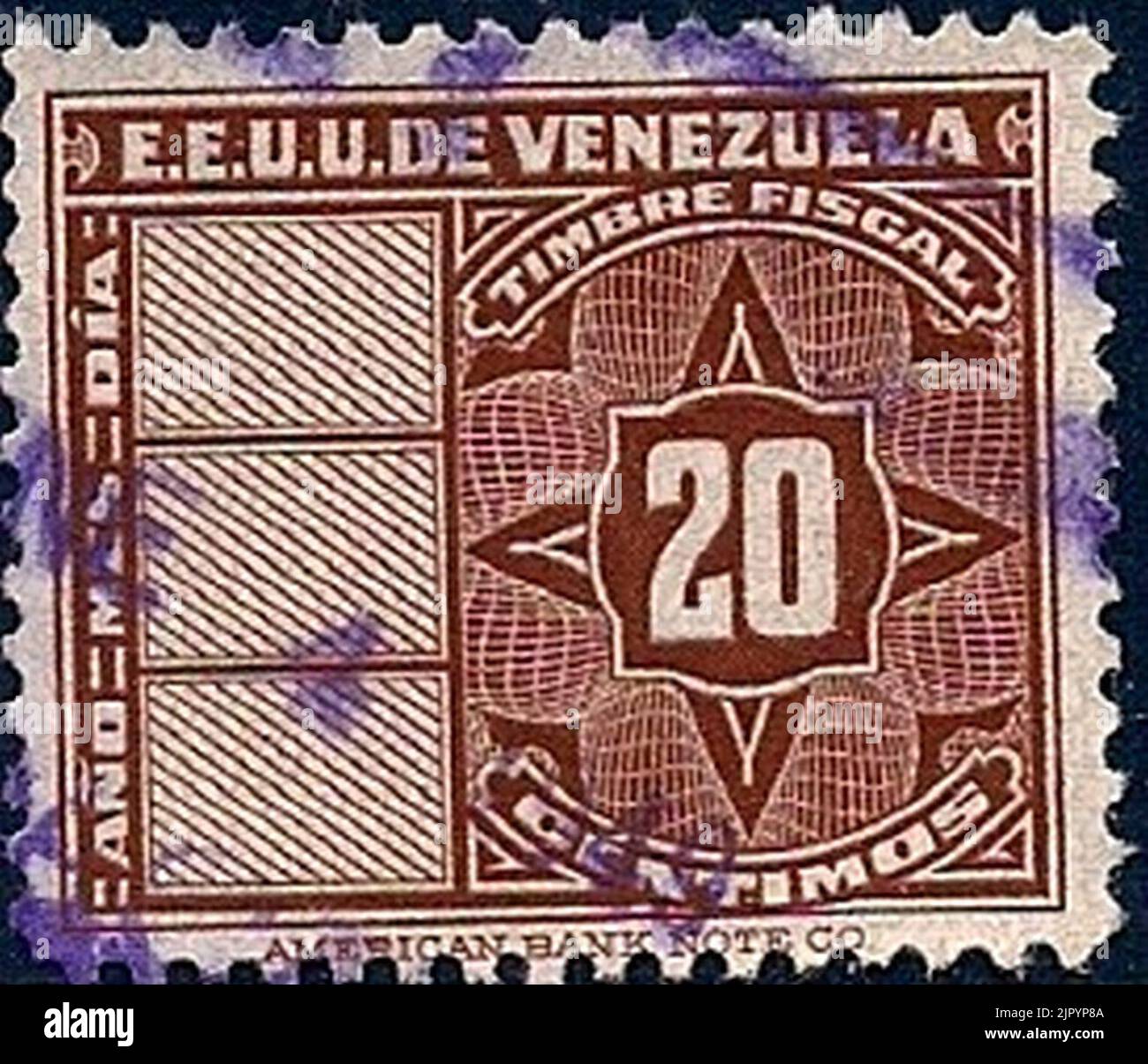 Timbre fiscal de Venezuela 1940 000 Stock Photo - Alamy