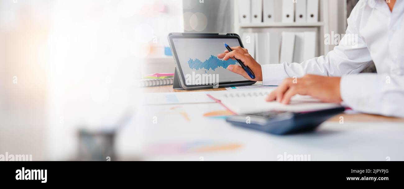 Close up finger touch on screen of tablet, technology and business ...