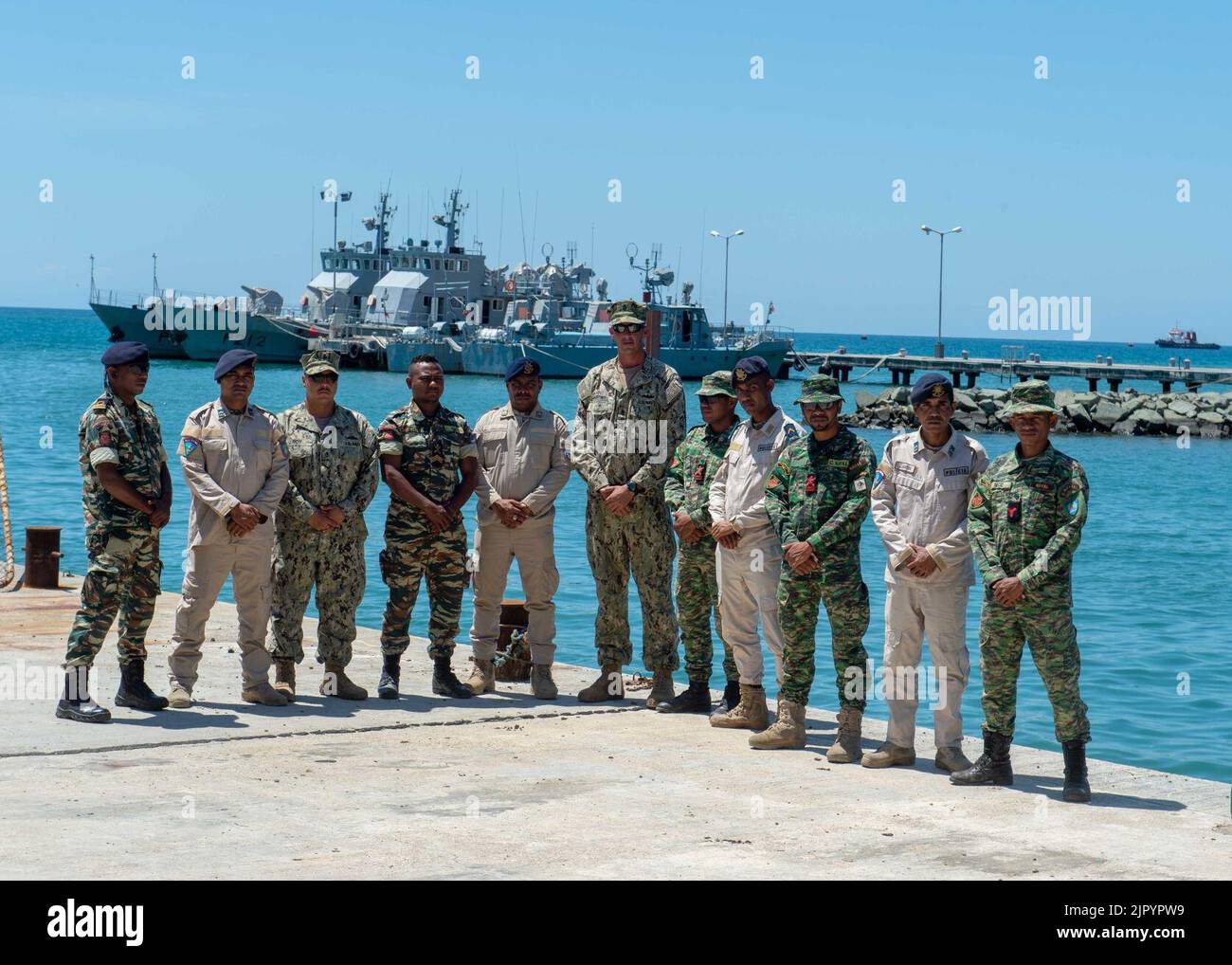 Timor Leste and US military personnel at Hera Naval Base in 2018 Stock ...
