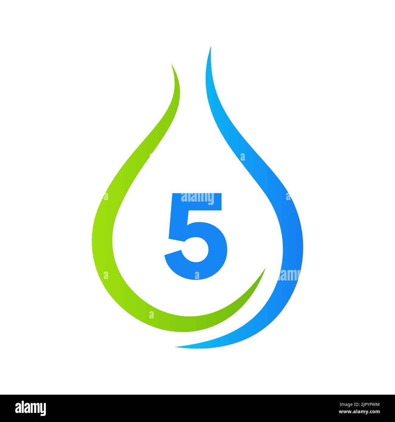 Letter 5 Drop Water Logo Design Vector Template. Minimal Water Logo ...