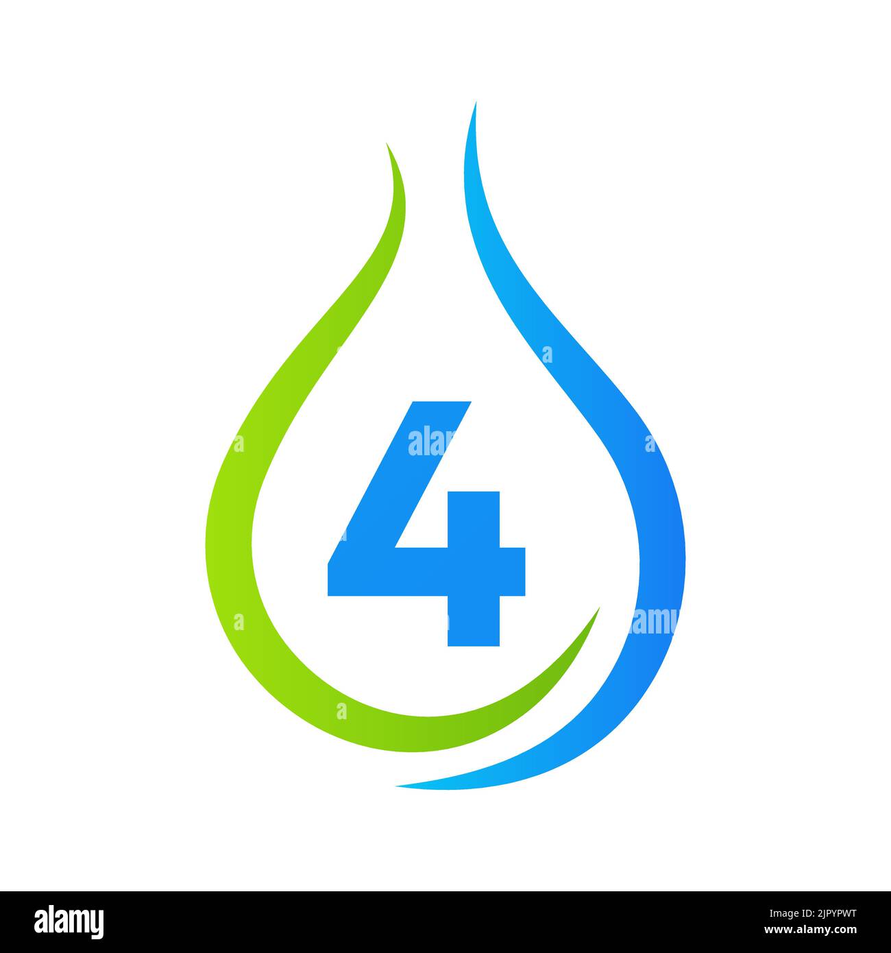 Letter 4 Drop Water Logo Design Vector Template. Minimal Water Logo ...