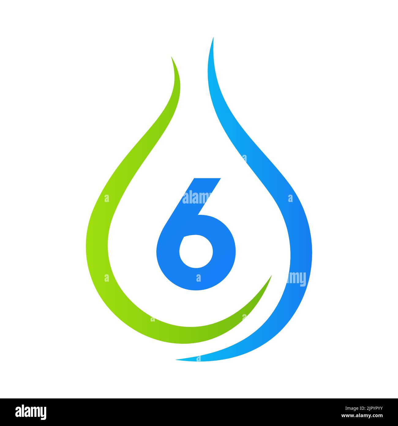 Letter 6 Drop Water Logo Design Vector Template. Minimal Water Logo ...