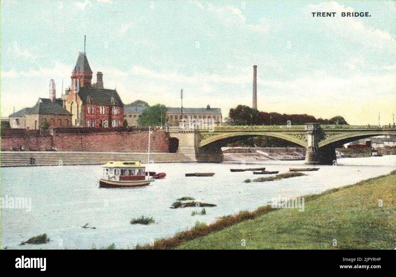 Tinted photo postcard of Trent Bridge Stock Photo - Alamy