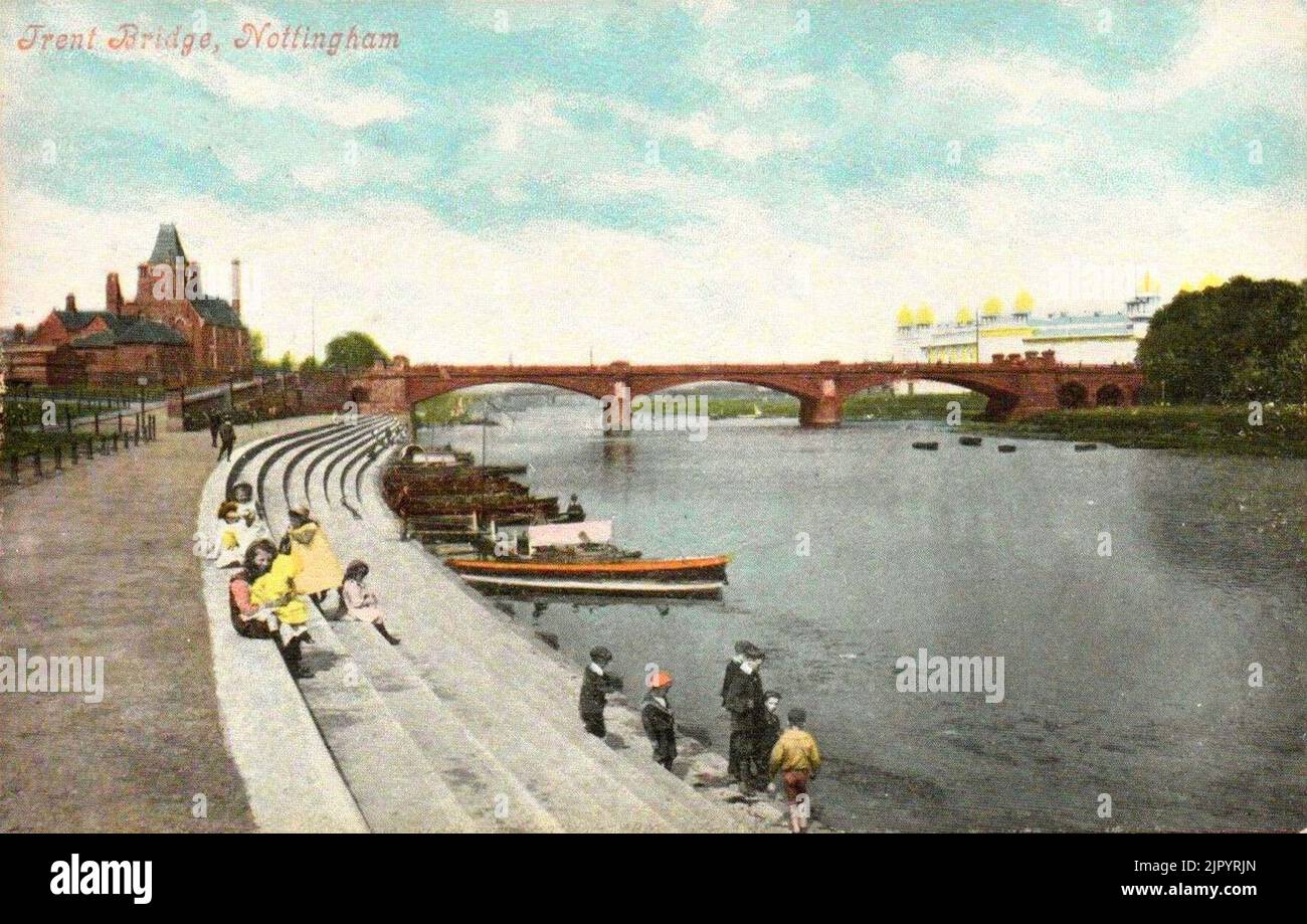 Tinted postcard of Trent Bridge Stock Photo - Alamy