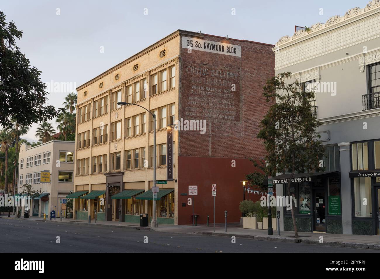 Classic brick building on Raymond Avenue in Pasadena showing a ...
