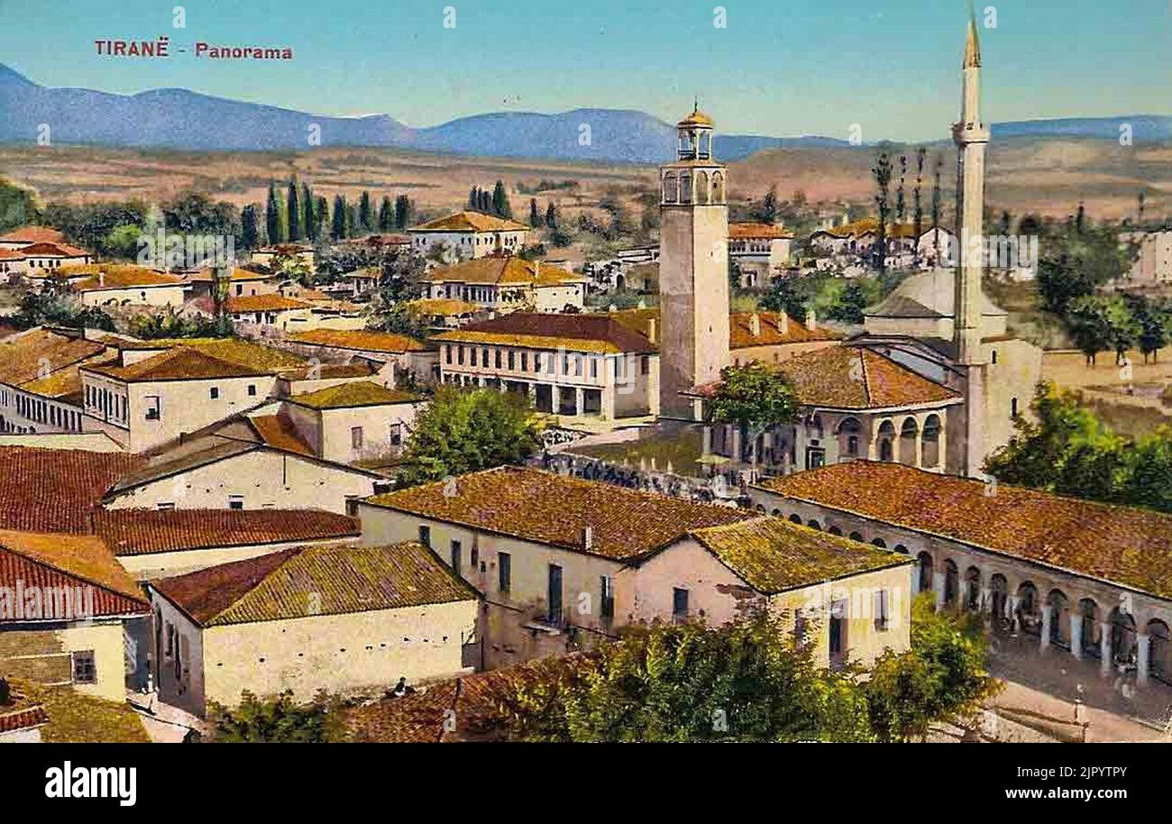 Tirana Old Postcard Stock Photo - Alamy