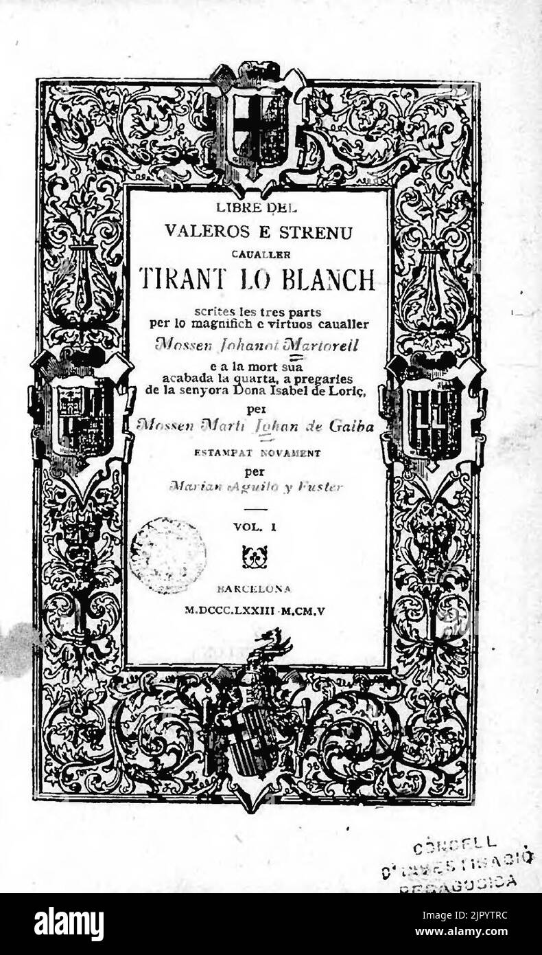 Tirant lo Blanch I (1873-1905) (portada Stock Photo - Alamy