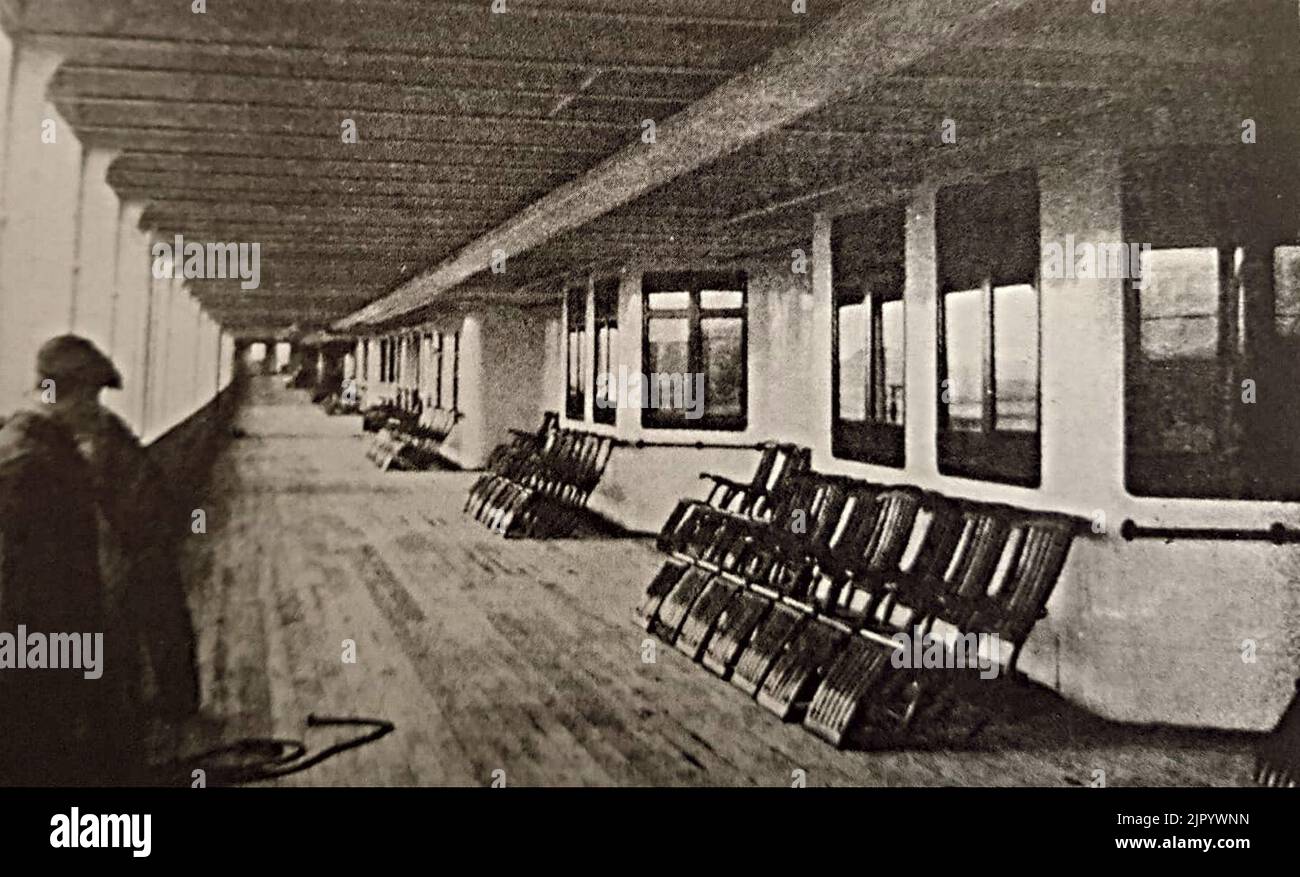 Titanic's first class portside promenade deck Stock Photo - Alamy