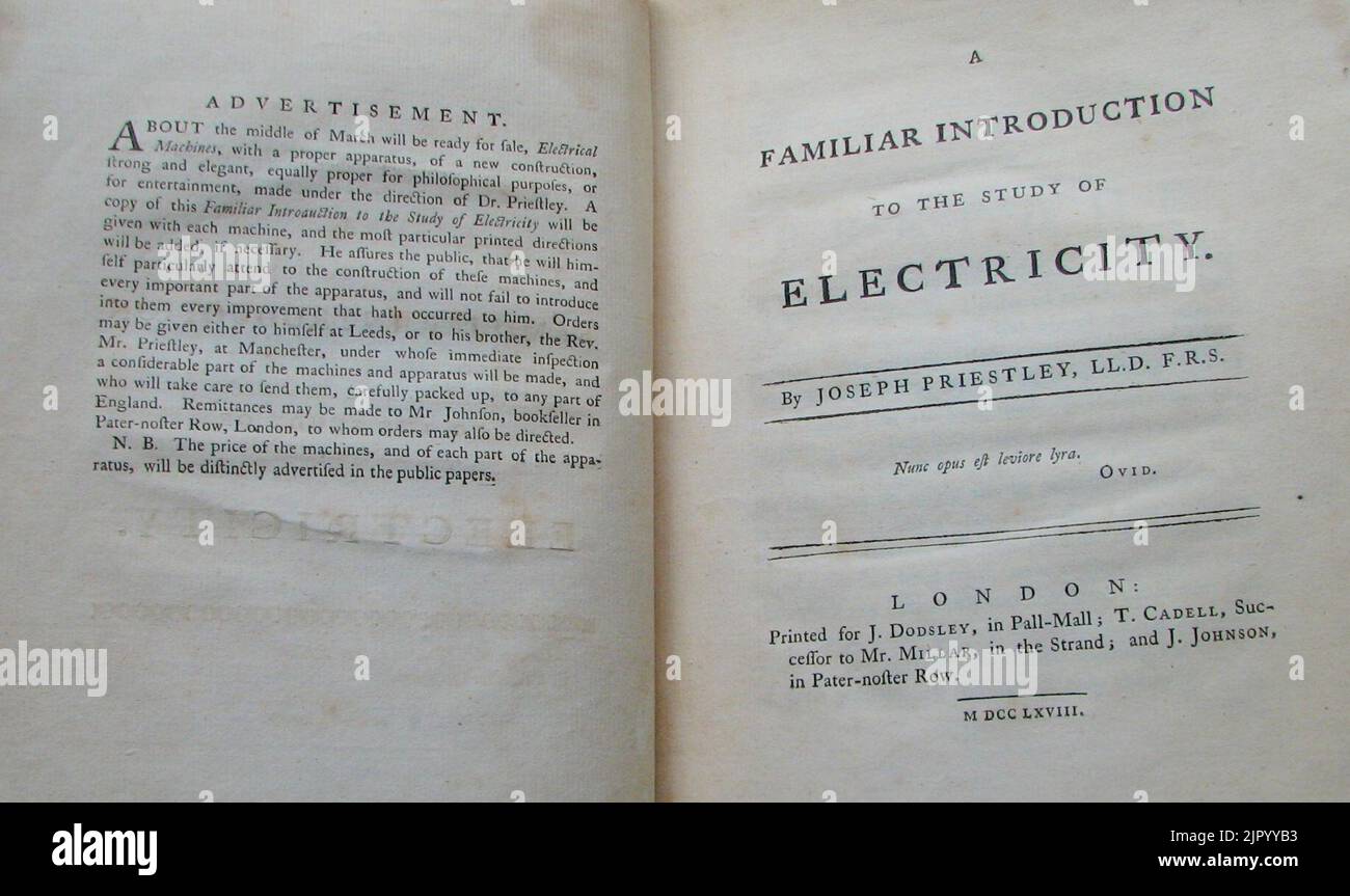 Title and advertisement from Familiar Introduction to Electricity Stock ...