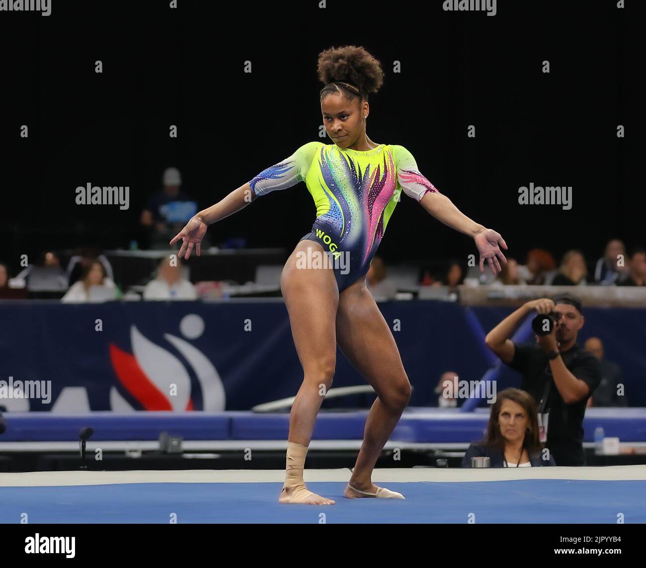 August 19, 2022: Skye Blakely of WOGA competes on the floor excercise ...