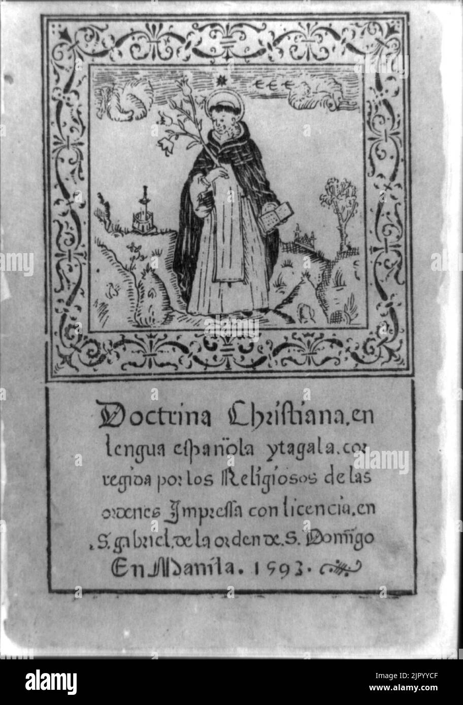 Title p. illus. with Spanish missionary in Philippines standing holding ...