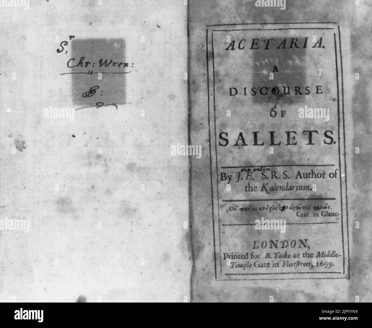 John evelyn acetaria hi-res stock photography and images - Alamy