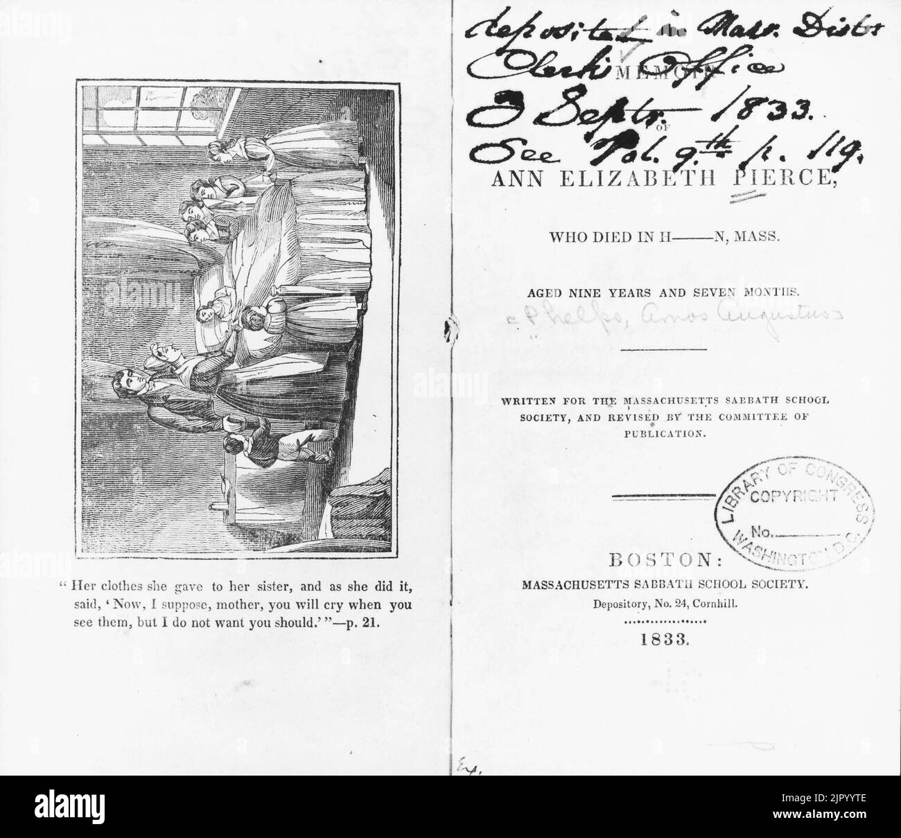 Title page from ''Memoir of Ann Elizabeth Pierce'' and frontispiece ...
