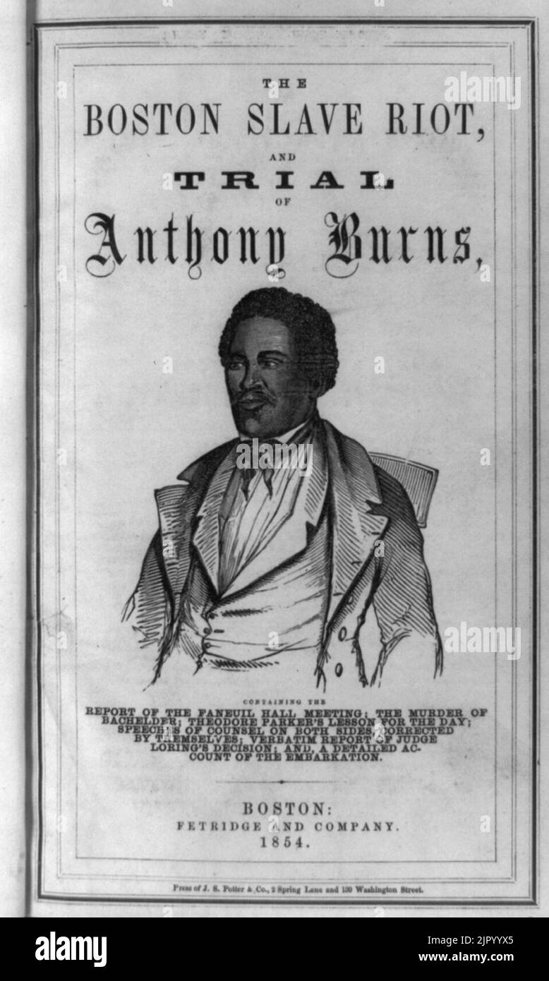 Title page of Boston slave riot, and trial of Anthony Burns with half-length portrait of Anthony ...