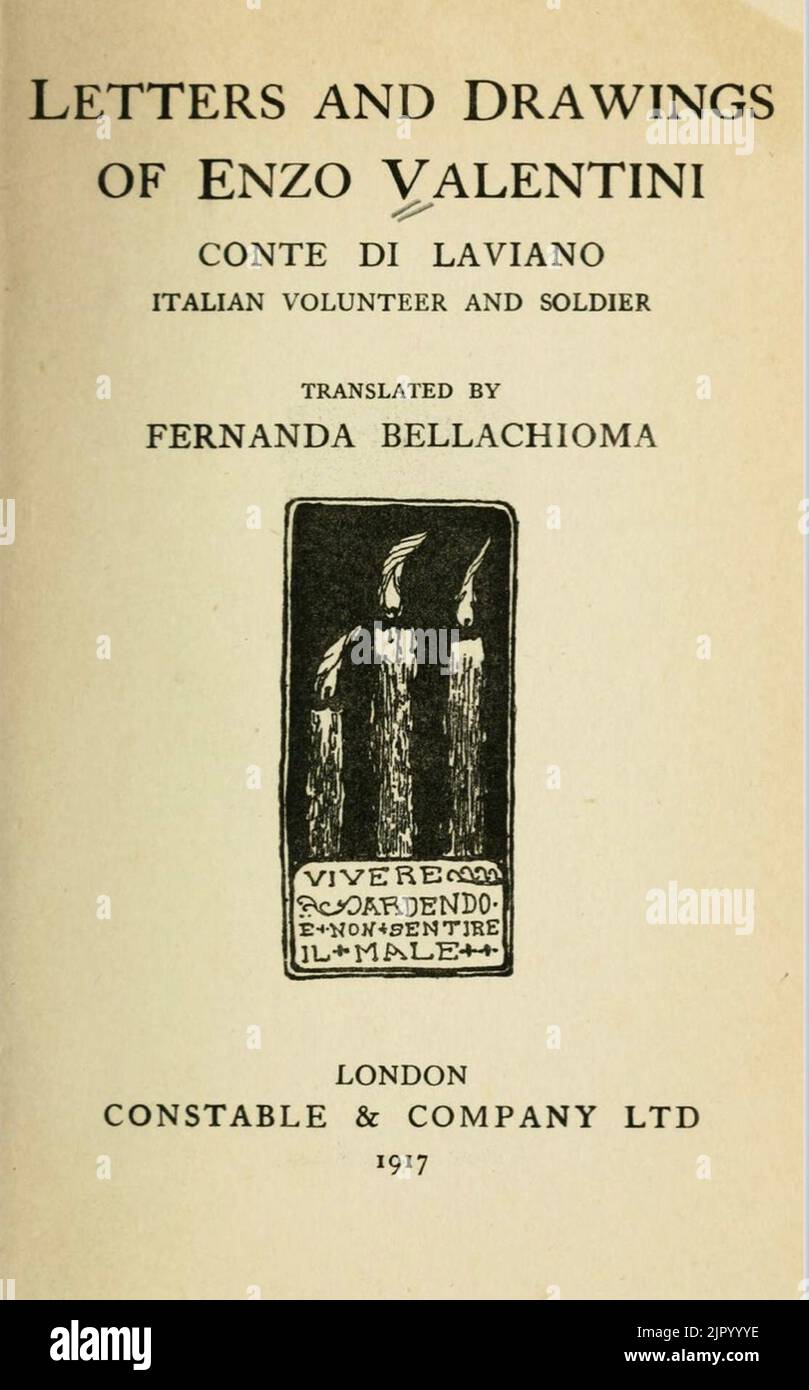 Title page of “Letters and Drawings of Enzo Valentini” Stock Photo - Alamy
