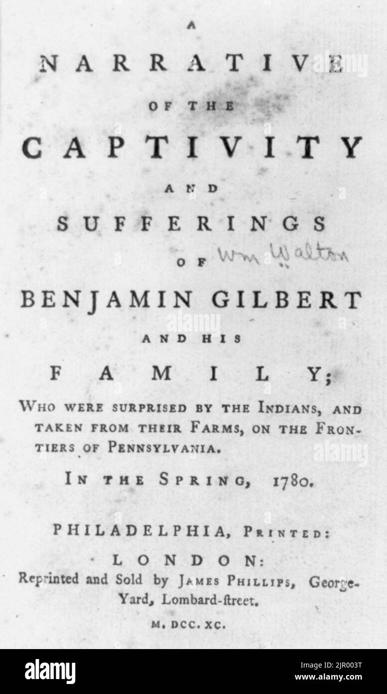 Title page of narrative of the captivity and suffering of Benjamin ...