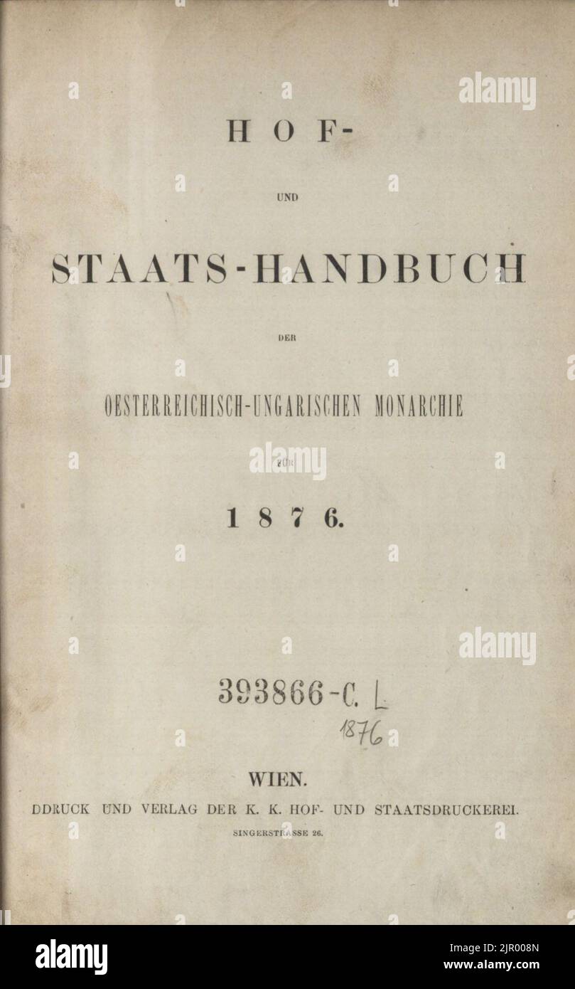 Title page of the Hof- und Staats-Handbuch 1876 Stock Photo - Alamy Title page of the Hof- und Staats-Handbuch 1876 Stock Photo - Alamy