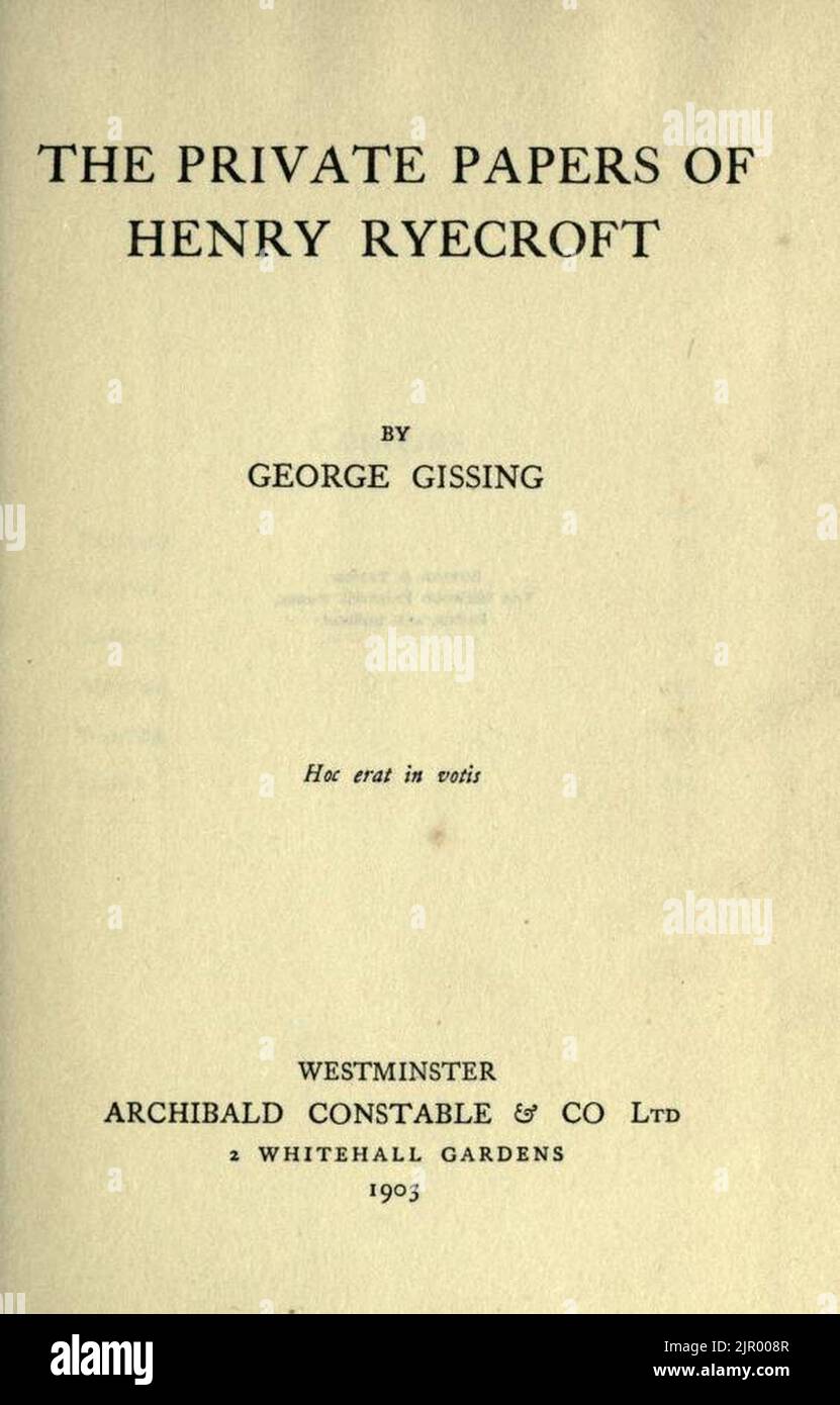 Title Page of The Private Papers of Henry Ryecroft Stock Photo - Alamy